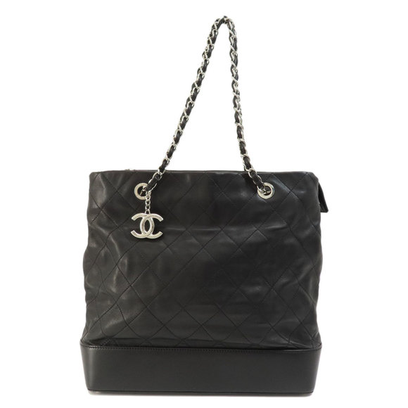 CHANEL | Bags | Chanel Chain Bag Matelasse Coco Mark Tote Lambskin ...